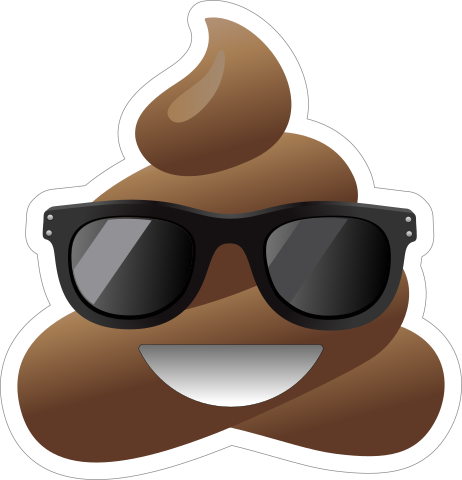 Vibrant, High-Quality Sunglasses Poop Emoji Stickers
