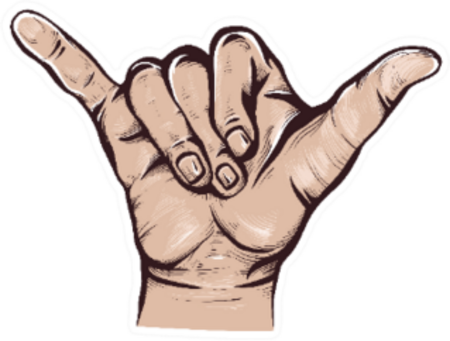 Surfers Shaka Hand Sign Colorful Vintage Sticker