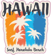 Surfing In Hawaii, Honolulu Beach Sticker