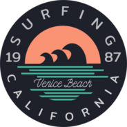 Surfing Venice Beach Circle Sticker