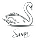 Swan Romantic Lettering Bird Sticker