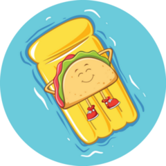 Taco Relaxing With A Pool Float Sticker