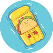 Taco Relaxing With A Pool Float Sticker