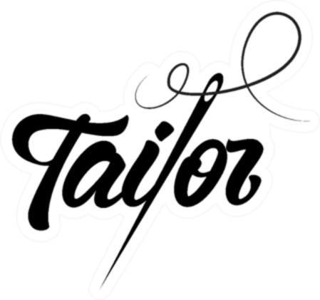 Tailor Shop Logo Lettering With Needle Sticker