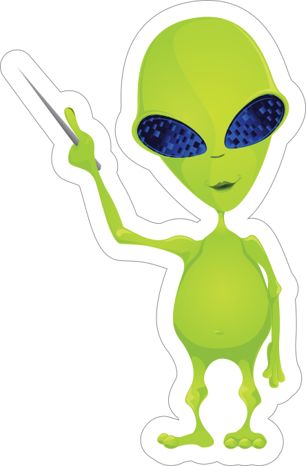 Teaching Green Alien Sticker