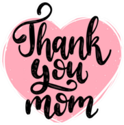 Thank You Mom Lettering Heart Sticker