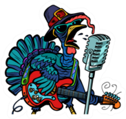 Thanksgiving Turkey Character Singing Illustration Sticker