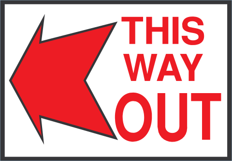 This Way Out Left Sign Sticker - 50+ Color Options!