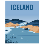 Travel Poster Iceland Sticker