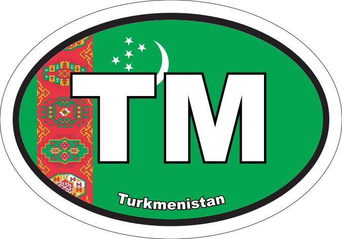 Turkmenistan Tm Flag Oval Sticker