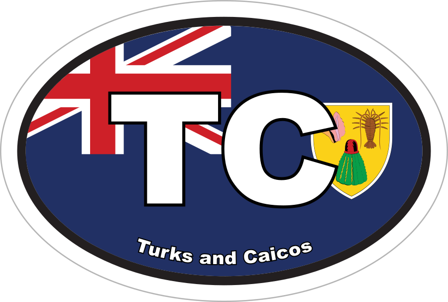 Turks and Caicos TC Flag Oval Sticker