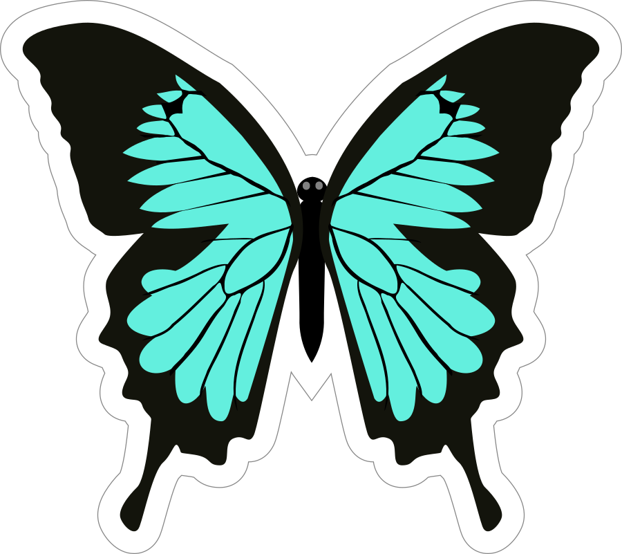 Turquoise and Black Butterfly Stickers and Decals