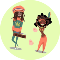 Two Cute Reggae Cartoon People Sticker