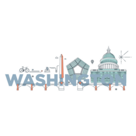 Typography Word "washington" DC Sticker