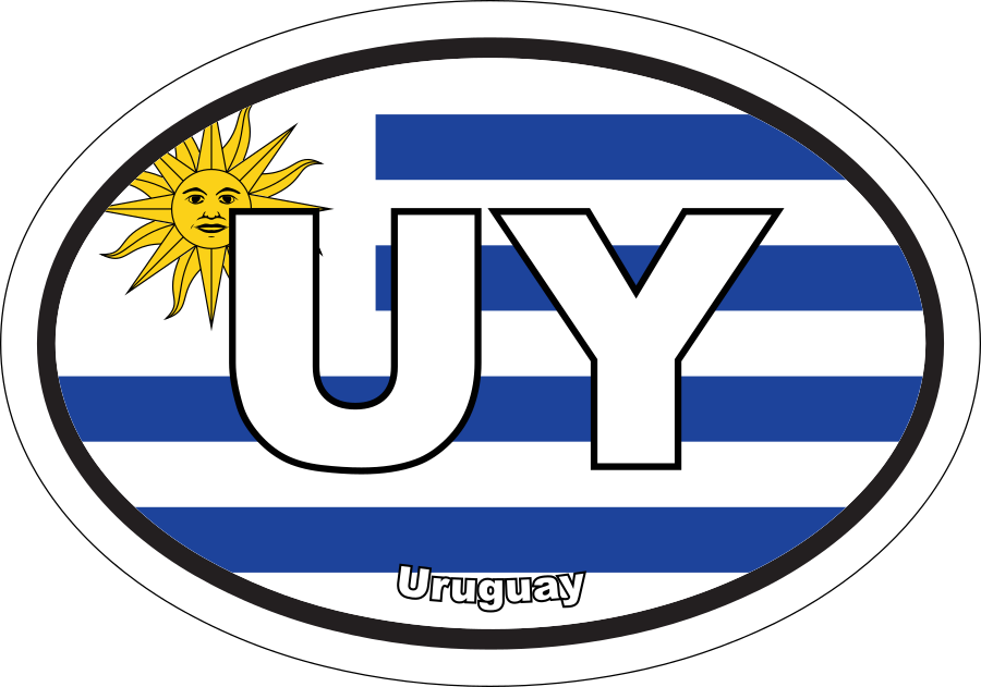 Uruguay Uy Flag Oval Sticker