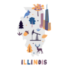 Usa Map State Symbols Illinois Lettering Sticker