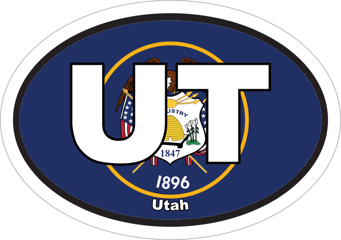 Utah Ut State Flag Oval Sticker