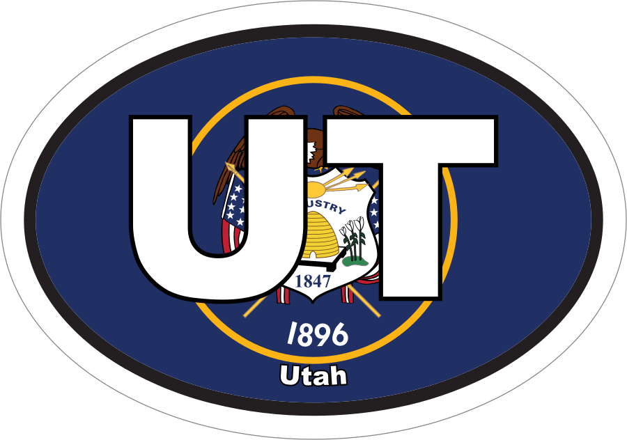 Utah Ut State Flag Oval Sticker
