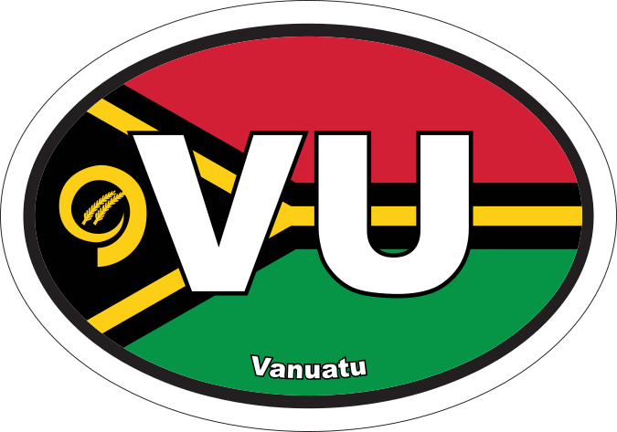 Vanuatu VU Flag Oval Sticker - Fast Shipping & No Minimums