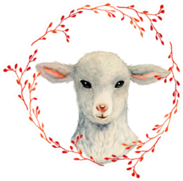 Vintage Lamb Portrait Inside Floral Wreath Sticker