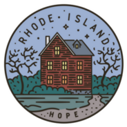 Vintage Round Label Rhode Island House Illustration Sticker