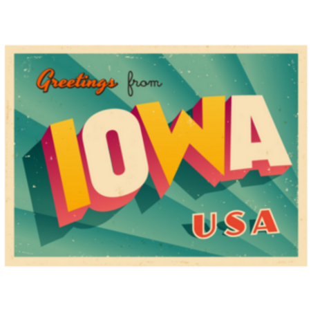 Vintage Touristic Greeting Card of Iowa Sticker