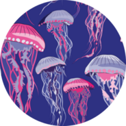 Violet And Purple Jellyfish Pattern Illustration Sticker