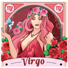 Virgo Beautiful Art Rose Illustration Sticker