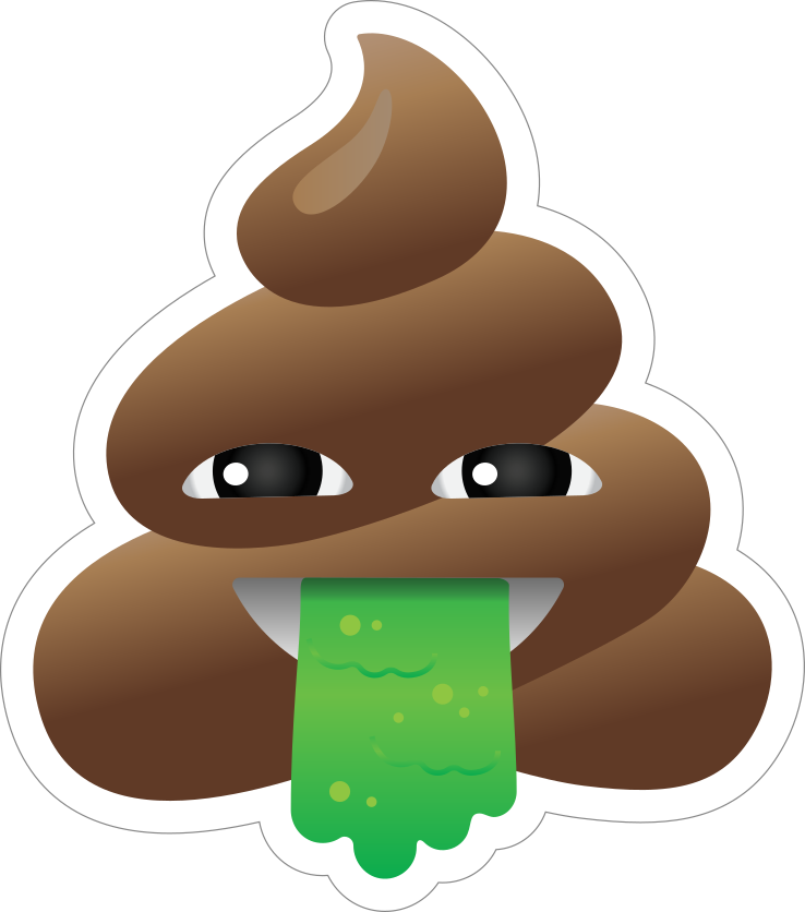 Vomiting Poop Emoji Sticker Shipped Fast & Free!