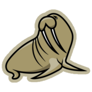 Walrus Logo On Brown Sticker