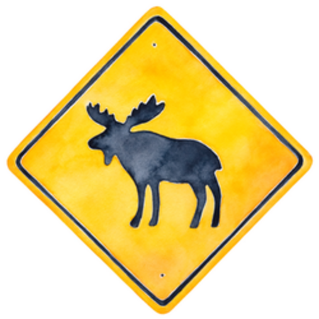 Warning Road Sign Illustration With Moose Vermont Sticker