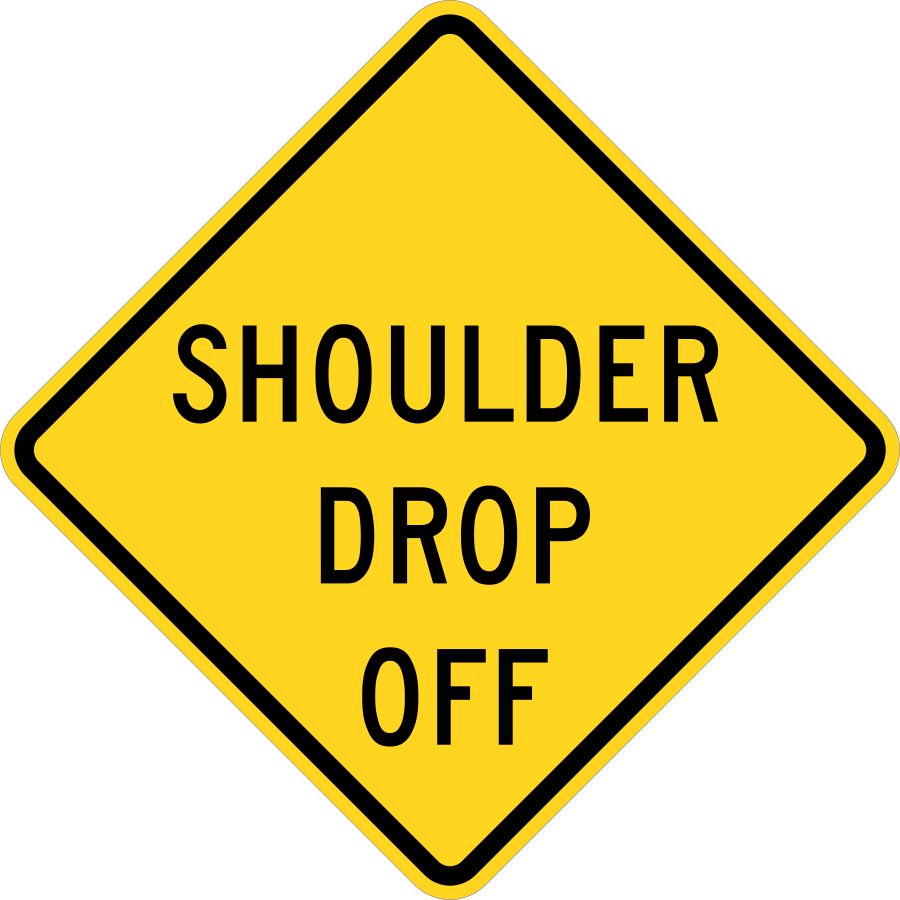 Warning Shoulder Drop Off Sticker