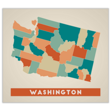 Washington Poster Map With Colorful Regions Sticker