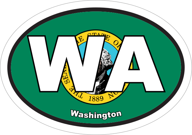 Vibrant, High-Quality Washington Wa State Flag Oval Stickers