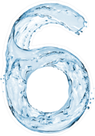 Water Splash Font Number 6 Sticker