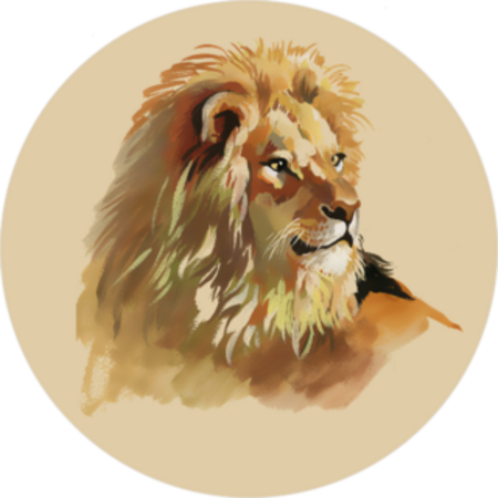 Watercolor Lion Circle Sticker