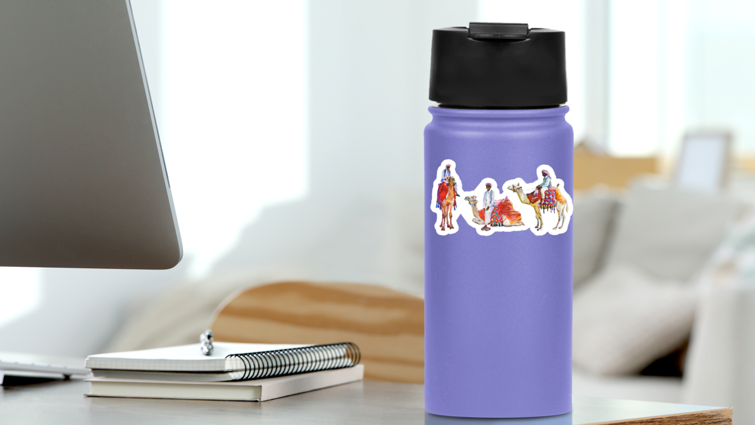 Watercolor Set Of Arabian Men And Camels Sticker