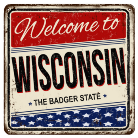 Welcome To Wisconsin Vintage Square Sign Sticker