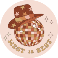 West Is Best Disco Ball Cowboy Hat Sticker