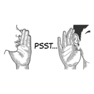 Whisper With Hand Near Ear PSST Sketch Sticker