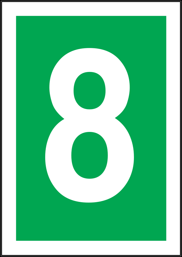 White Eight Green Background Sign Sticker Shipped Fast & Free!