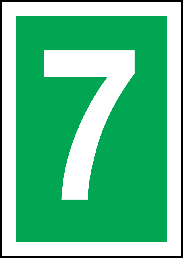 White Seven Green Background Sign Sticker