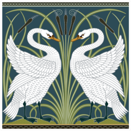 White Swan Decorative Border Pattern Illustration Sticker