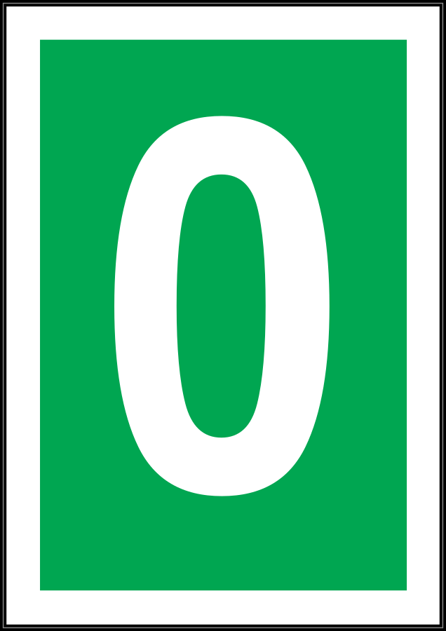 White Zero Green Background Sign Sticker