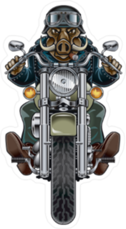 Wild Hog Riding Motorcycle Sticker