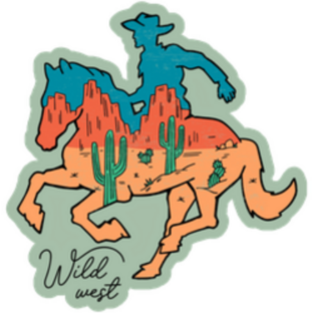 Wild Western Theme Cowboy Sticker