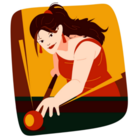 Woman Playing Billiards Sticker