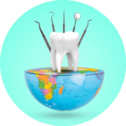 World Oral Health Day, Tools For Examining Teeth On Blue Sticker
