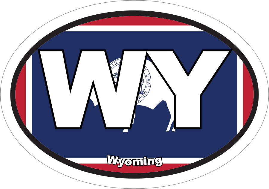 Wyoming Wy State Flag Oval Sticker