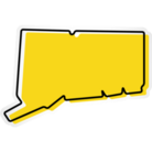Yellow Outline Map Of Connecticut Sticker
